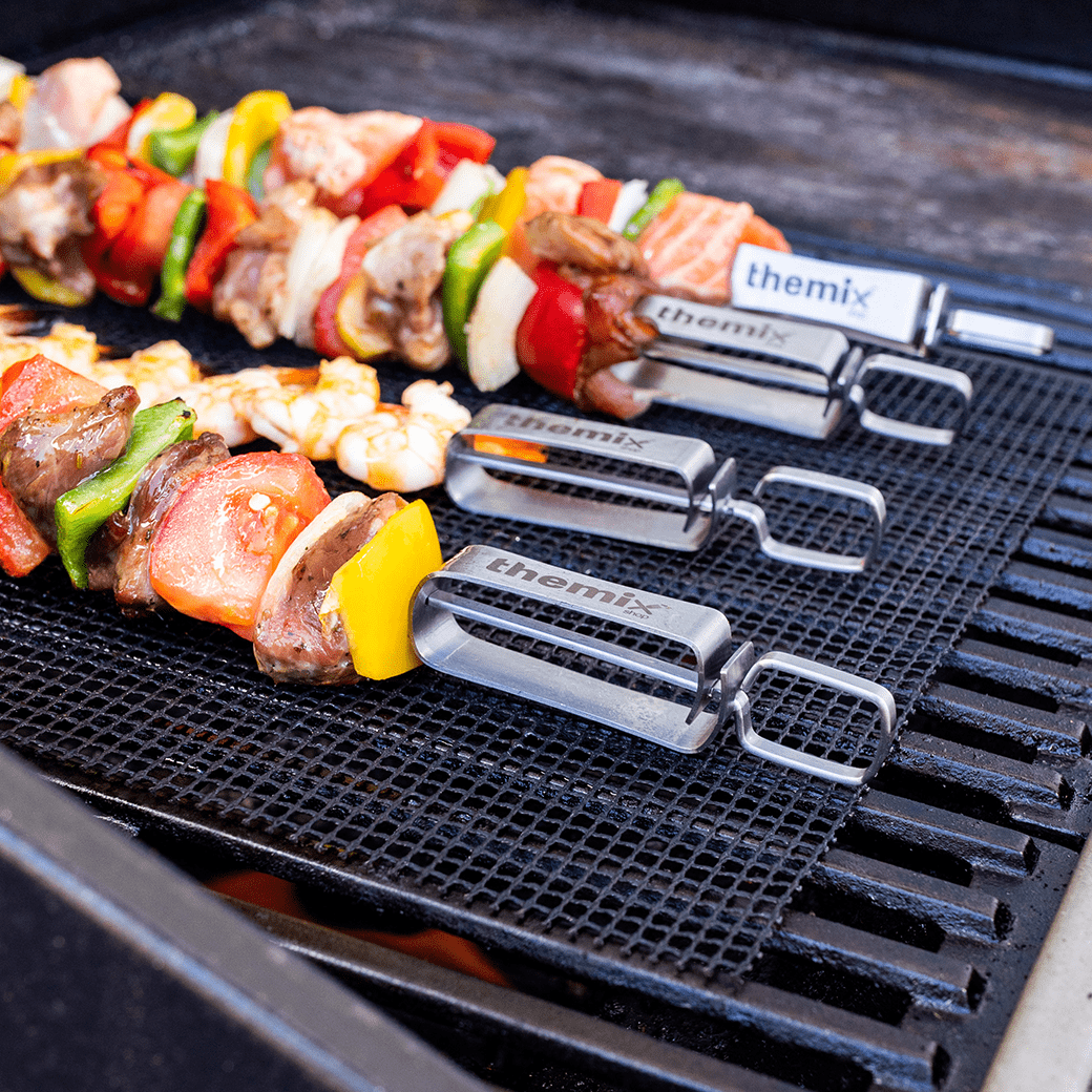 BBQ Skewers - Stainless Steel Sliding BBQ Grill Skewers